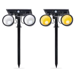 Quality Dual Head 2400mAH 6000K Commercial LED Solar Landscape Spotlights for sale