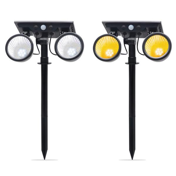 Quality Dual Head 2400mAH 6000K Commercial LED Solar Landscape Spotlights for sale