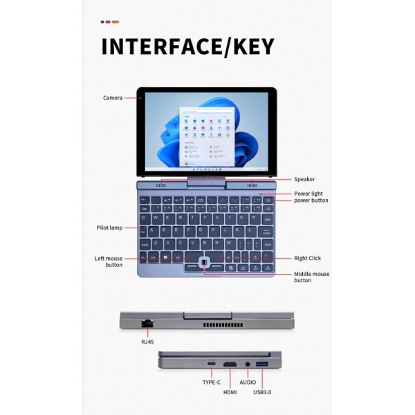 Quality Intel Processor 2 In 1 Mini Laptop Computer 12g Ddr5 1tb Ssd 8 Inch Touch Screen for sale