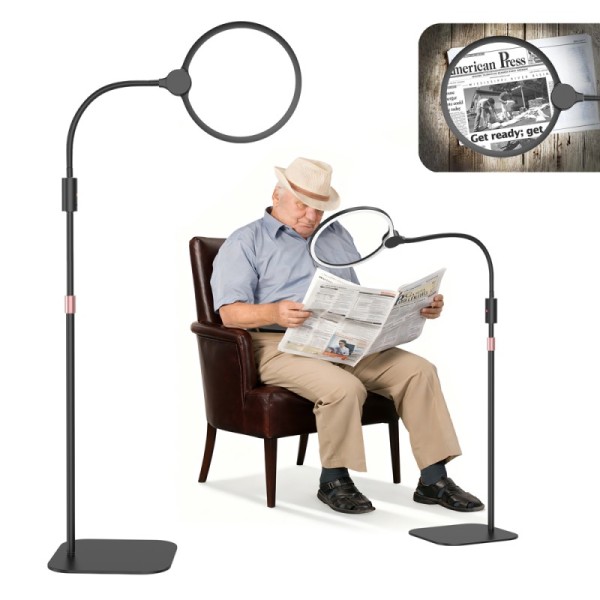 Quality 360 Degree Rotation Floor Standing Magnifier with 180mm Diameter Lens and 2000mAh Battery for sale