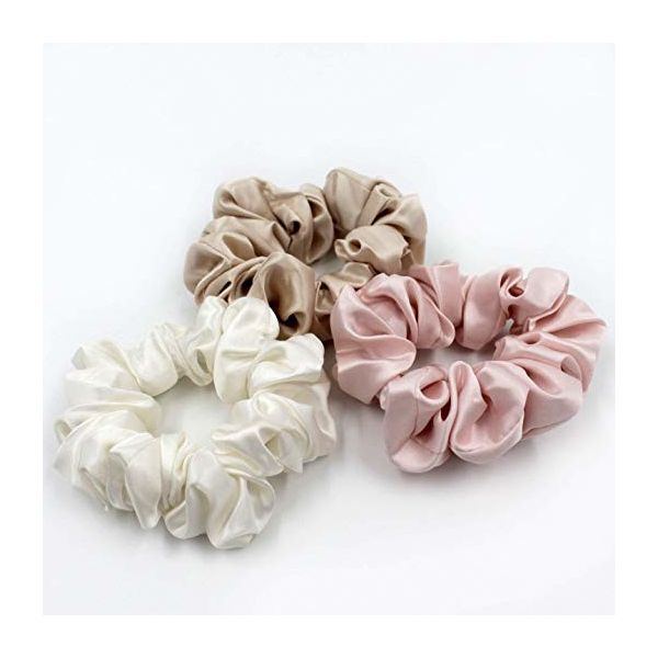 Quality Fluffy Night Silk Scrunchies , 3.5cm 22mm Mulberry Silk Elastic Headbands For Women for sale