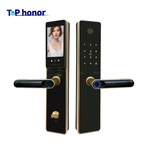 Quality Tuya Peephole Digital Apartment Smart Door Lock Fingerprint Card Code Access for sale