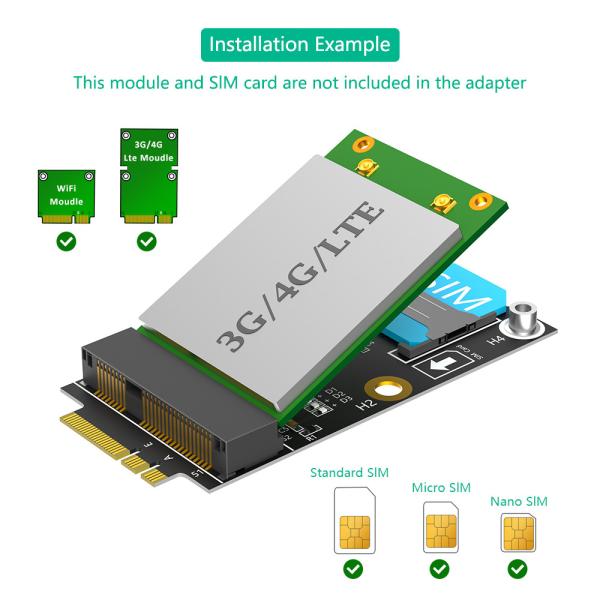 Quality Mini PCI-E to M.2(NGFF ) key A/E Adapter With SIM card Slot for WiFi/WWAN/LTE for sale
