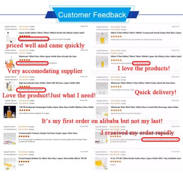 Wholesale 200ml 375ml 500ml 750ml 1000ml Round Empty Flint Glass Whisky Bottle