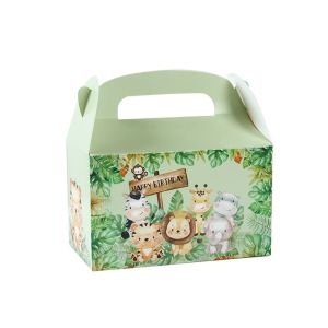Quality Custom Animal Print Handle Paper Box for Kids' Jungle Theme Birthday and Baby for sale