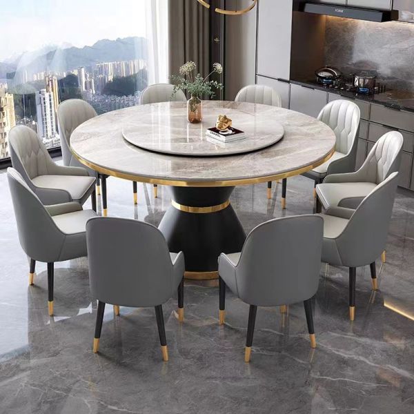 Quality 1.3/1.5M Width Large Functional Round Dining Room Tables With Turntable for sale
