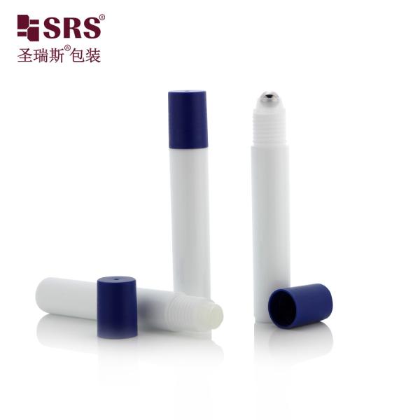 Quality Injection White Color Round Eye care Serum Plastic Empty 15ml Roll Bottle for sale