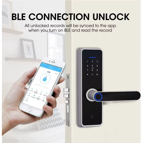 Quality Smart Electronic Entry Door Locks Remote Unlocking Fingerprint Home Door Lock for sale