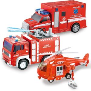 Quality Battery-Free Friction Toy Toddler Truck Fire Engine Emergency Vehicle for Kids for sale