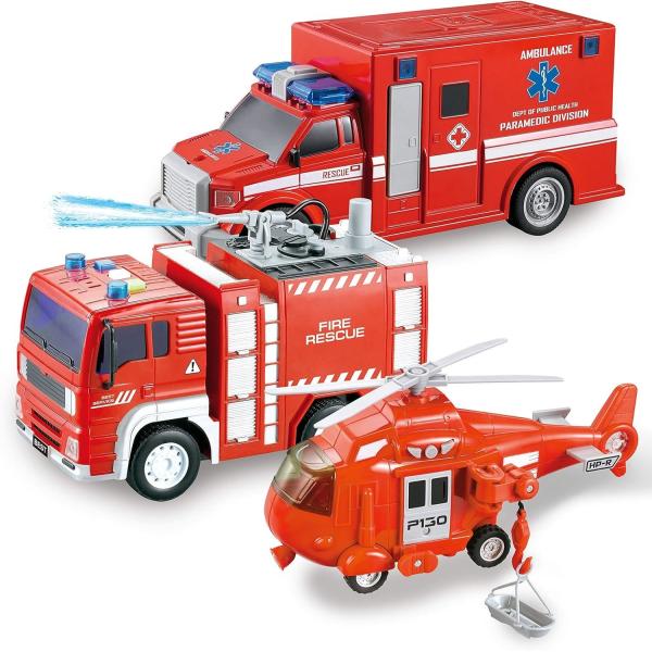 Quality Battery-Free Friction Toy Toddler Truck Fire Engine Emergency Vehicle for Kids Age 3-9 for sale