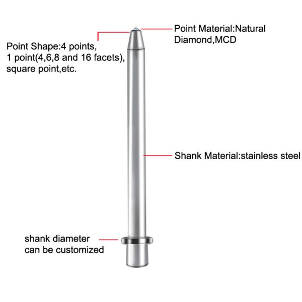 Quality 4 Points 4 Facets PCD Diamond Dull Pin for sale