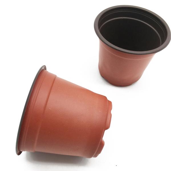 Quality Black Orange 17cm Plastic Plant Pots Tear Resistant Sturdy Polypropylene for sale
