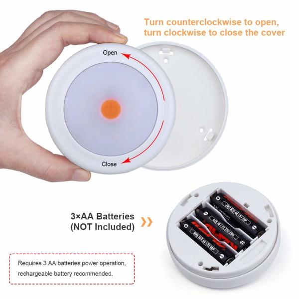 Quality 4.5VDC Battery Powered Led Wardrobe Lights 0.5W Remote Controlled Puck Lights for sale