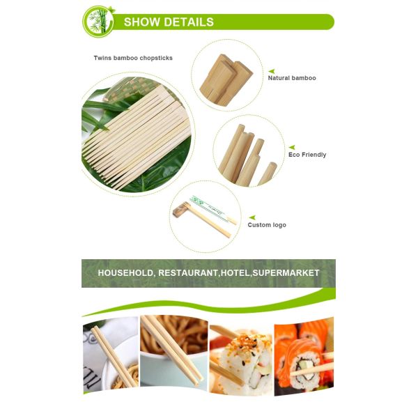 Quality Giveaways Custom Print Logo Pouch Disposable Bamboo Chopsticks CLASSIC Design for sale