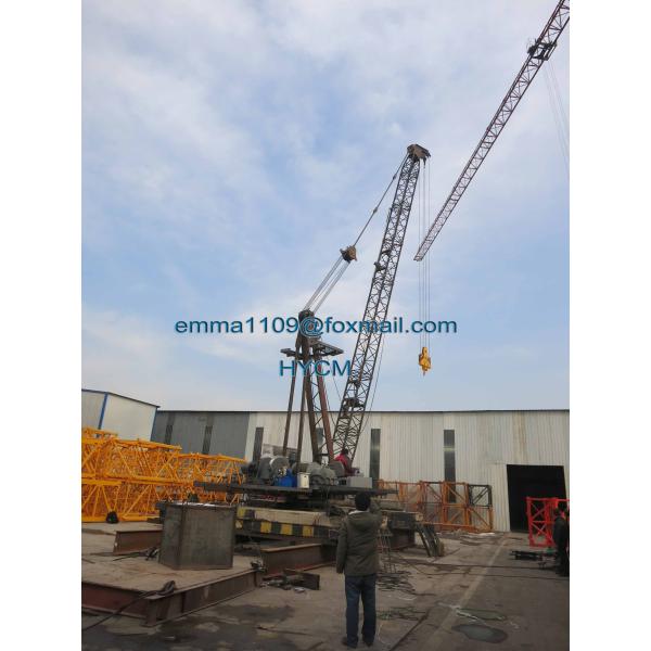 Quality 8 Tones Load Derrick Crane Fixed On Top Roof 18mts Jib Max 120 M Working Height for sale
