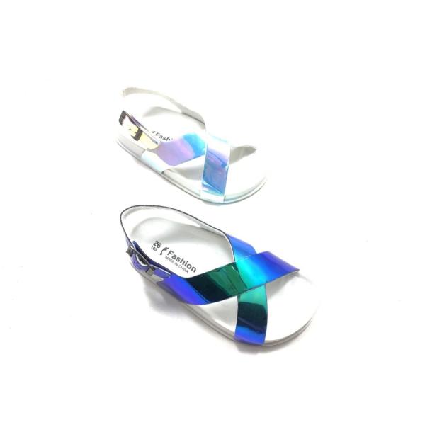 Quality Printed Injection Open Toe Mirror Flat Summer Sandal for sale