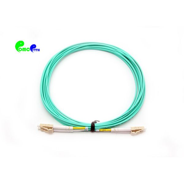 Quality LC to LC 10G Fiber Patch Cord OM3 Multimode 2.0mm Zipcord Duplex OFNP Aqua for 10G application data center for sale