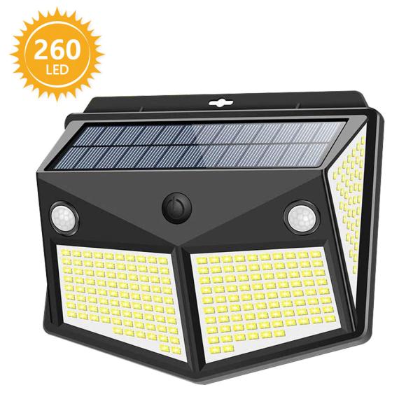 Quality 2200mAh Battery 500lm 260 Led  Solar Motion Sensor Wall Light For Garden for sale