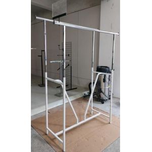 Quality Antirust Metal Store Fixture Rack Straight Double Bar With V Brace 60"L Adjusts for sale