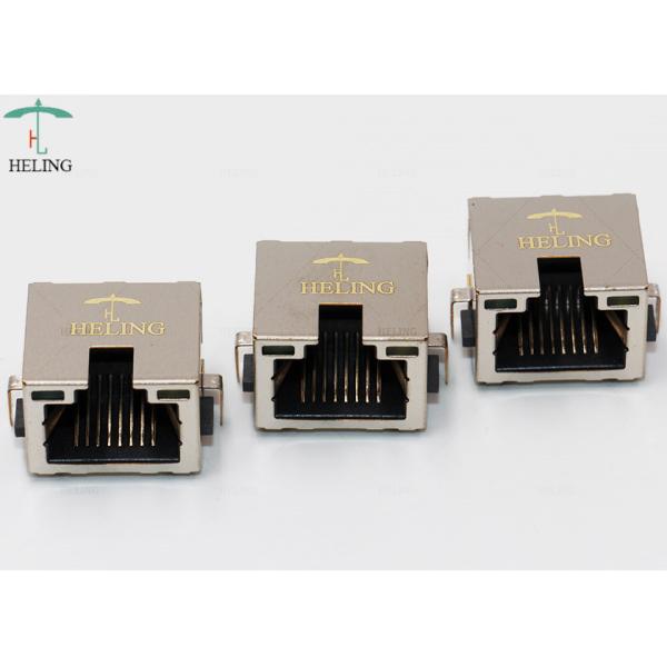 Quality 8P8C Brass Shielded PCB RJ45 Jack , Brass Shielded PCB Mount RJ45 Connector for sale