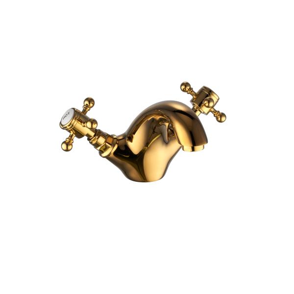 Quality Double Handle Basin Mixer Faucet Brushed Bathroom Basin Mixer Taps T8032W for sale