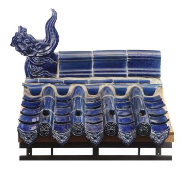 Quality Traditional Chinese style blue glazed cemetery roof tiles for sale