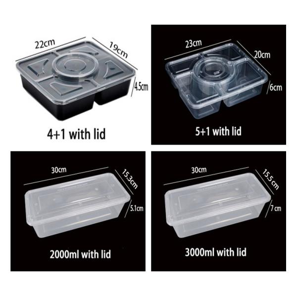Quality Transparent Plastic Meal Prep 6 Compartment Disposable Bento Box For Hotels And for sale