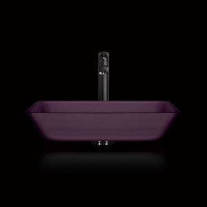Quality Rectangular Vessel Bathroom Sink Acid Matt Purple Glass Countertop for sale