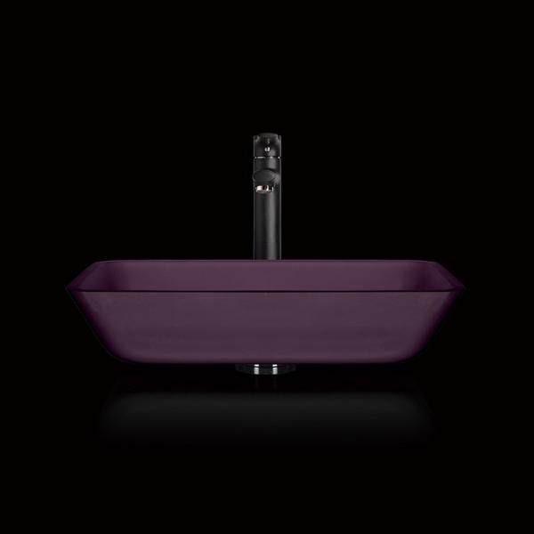 Quality Rectangular Vessel Bathroom Sink Acid Matt Purple Glass Countertop for sale