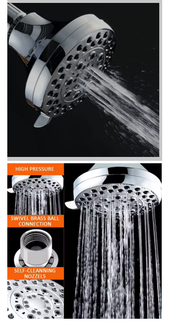 Chrome finished multi-function shower head different spray patterns