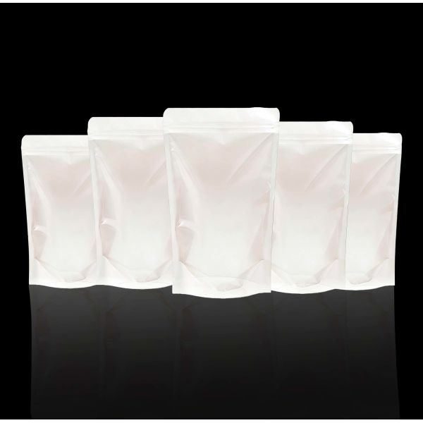 Quality Customizable White Kraft Paper Stand-up Pouches With Window For Food Packaging for sale