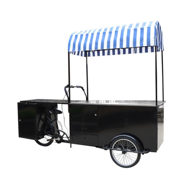 Quality Coffee Electric Vending Tricycle Freezer Business Bike Ice Cream Carts Bicycle 120KG for sale