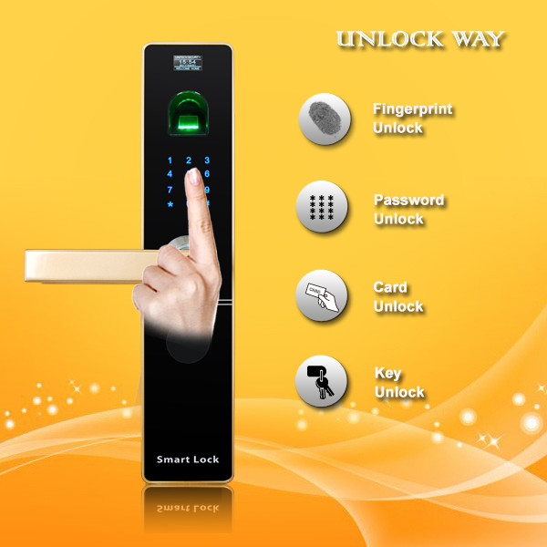 Quality Waterproof Contactless Keyless Fingerprint Door Lock With ID Card Reader for sale