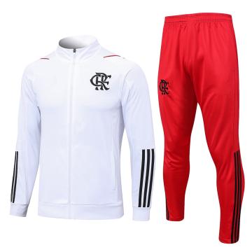White Football Training Tracksuit Long Drawstring Soccer Training Wear