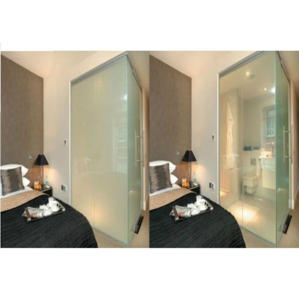 Quality Sound Insulation Dynamic Privacy Switchable Glass Flat Smart PDLC Glass Low E Tempered Glass PDLC Switchable Smart Film For Partition Walls / Bathroom for sale