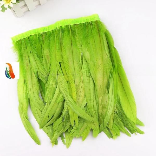 Quality 10-12inch Rooster Coque Feather Fringe Trim with Satin Ribbon Tape for sale