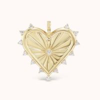 Quality 18K Gold White CZ Spiked Love Heart Charm Necklace 925 Sterling Silver Pendants for sale