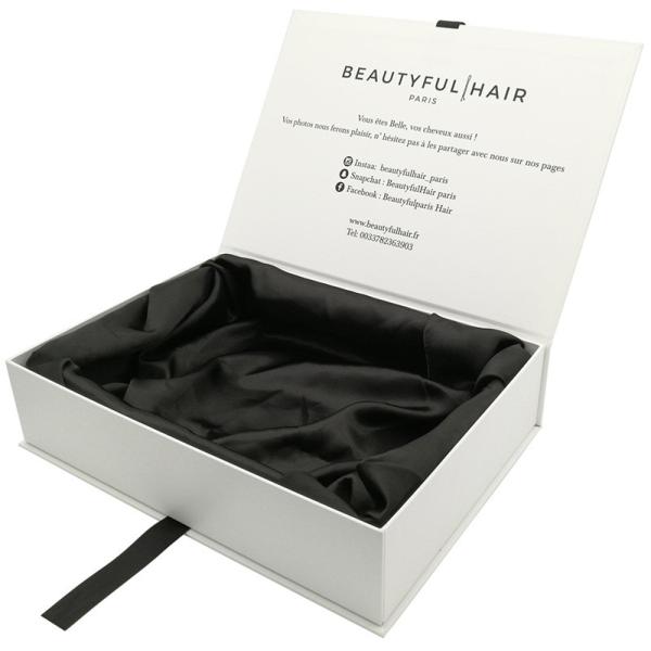 Quality White Rigid Cosmetic Packaging Box Small Eco Friendly With Ribbon for sale