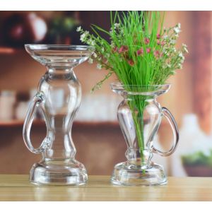 Quality New Design Hand Blown Decorative Glass Vase With Handle for sale