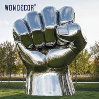 Quality Customized outdoor park large fist power stainless steel sculpture for sale