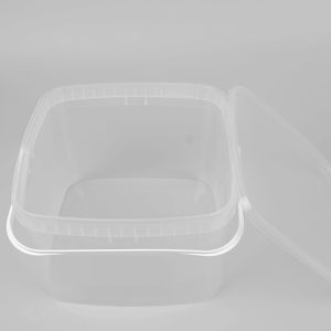 Quality 3L Clear Square Plastic Pail with Lid for sale