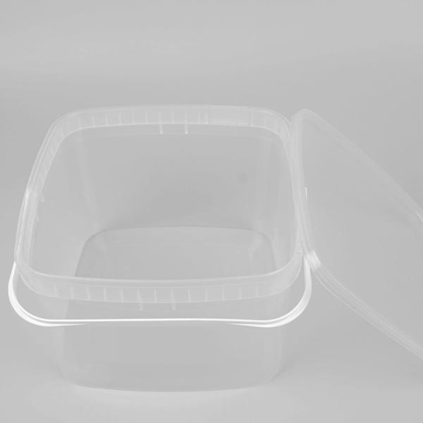 Quality 3L Clear Square Plastic Pail with Lid for sale