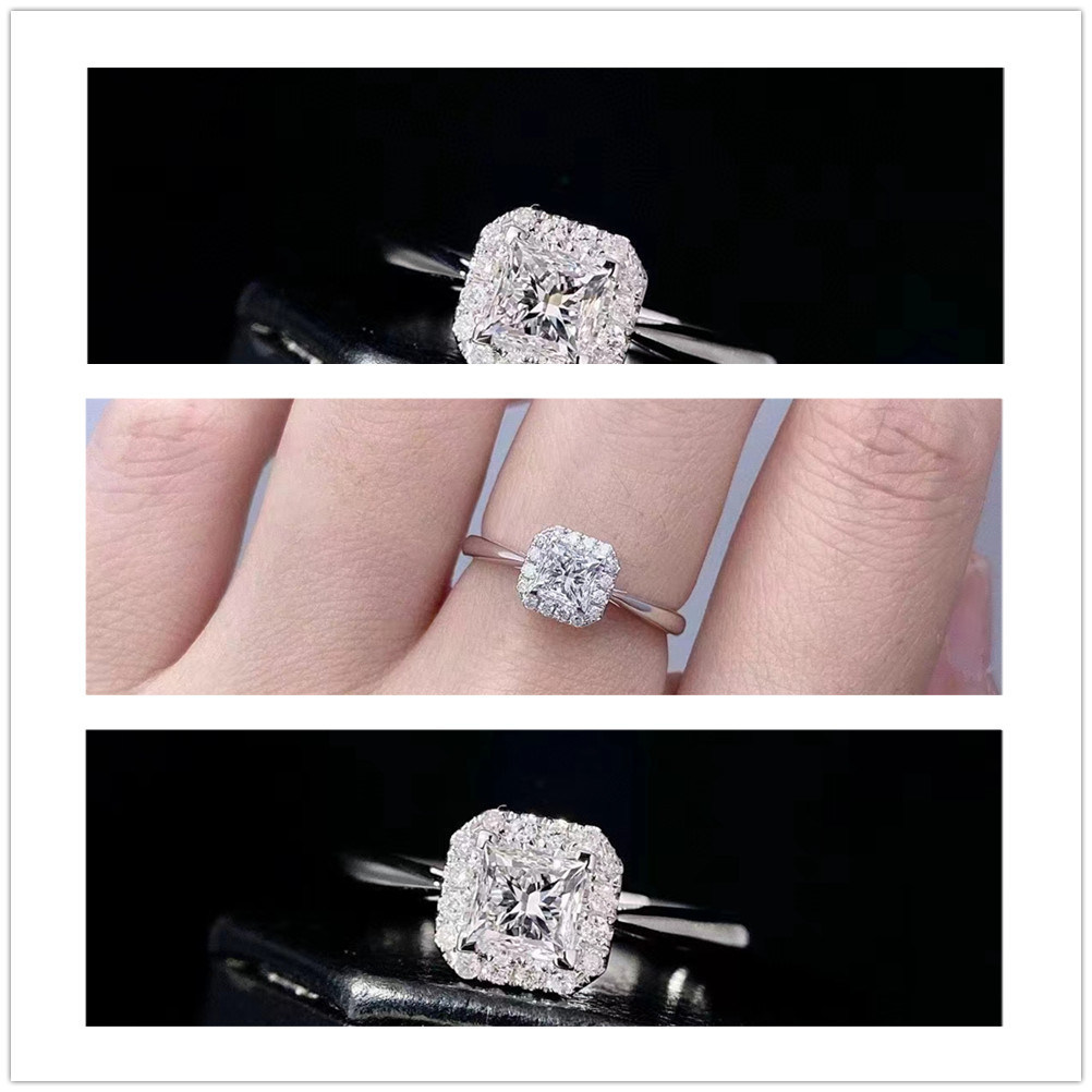 Limited Time Discount 18K Lab Diamonds Ring Square Diamond Ring
