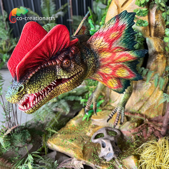 Quality Simulation Life Size Animatronic Dinosaur Dilophosaurus For Amusement Park for sale