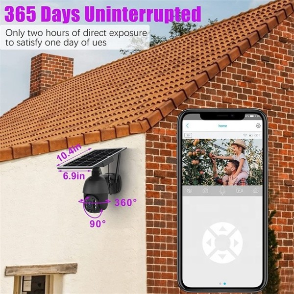 Quality PIR Radar Tuya Smart Camera PTZ 355 Solar Powered Wireless Outdoor Security for sale