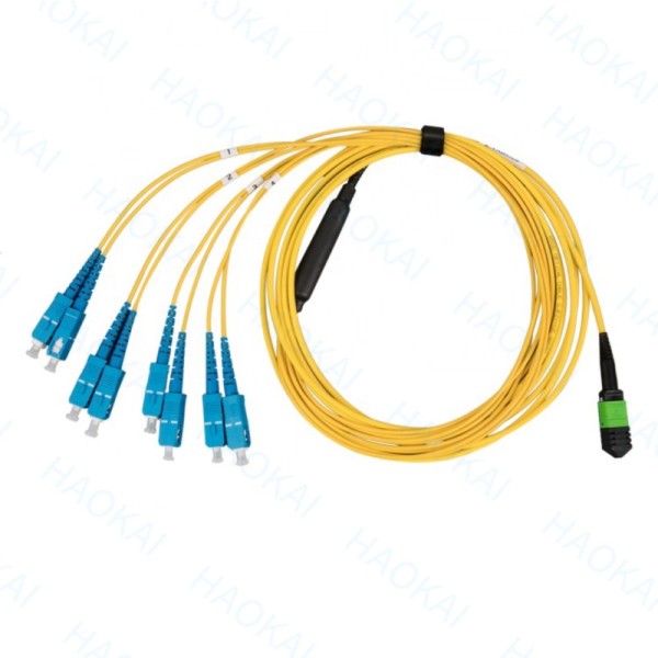 Quality 12core OM4 MPO Fan Out Optical Patch Cord LC Fiber Optic Patch Cords for sale
