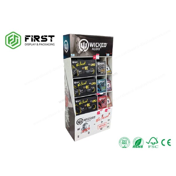 Quality Recyclable Customized Color OEM Creative POP Advertising Corrugated Floor Display Stand for sale