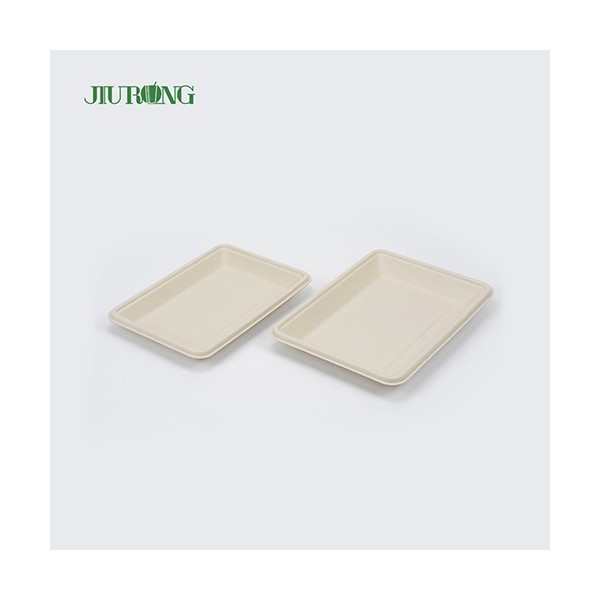 Quality PLA Biodegradable Bagasse Tableware Dish Fast Food Serving Tray for sale