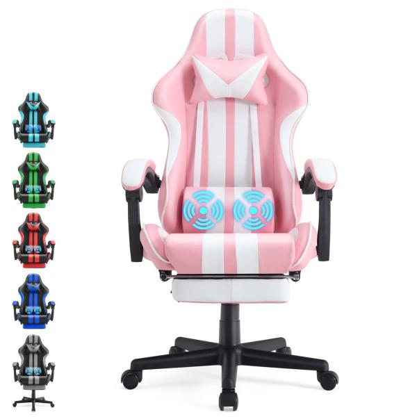 Quality Computer Office Gaming Chair with Footrest and Lumbar Support Maximum Weight Recommendation of 300 Pounds for sale