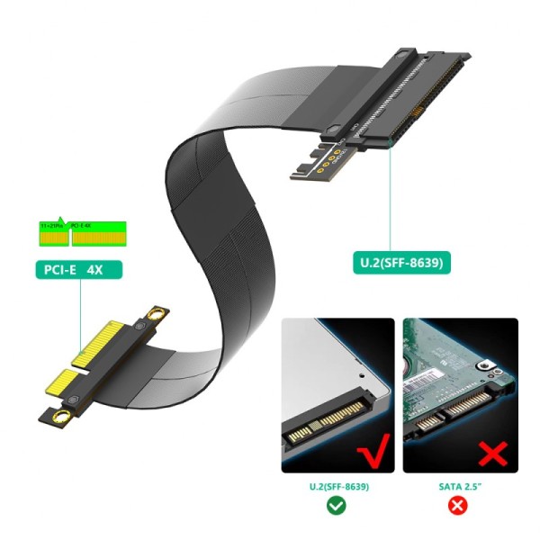 Quality PCIE3.0 4X E4X SFF 8639 Adapter Sff 8639 To M 2 Ribbon Extender Cable for sale